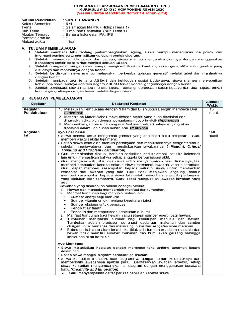 6.1.1.1 - RPP Revisi 2020 Pem | PDF