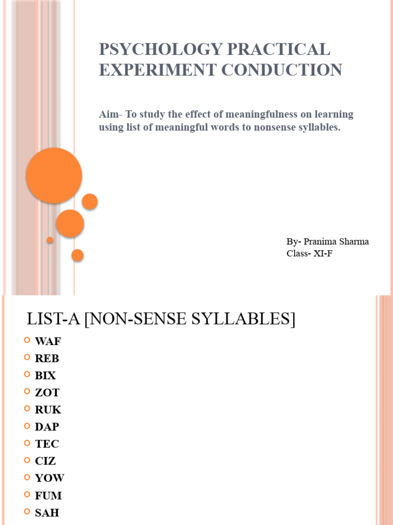 Psychology Practical | PDF