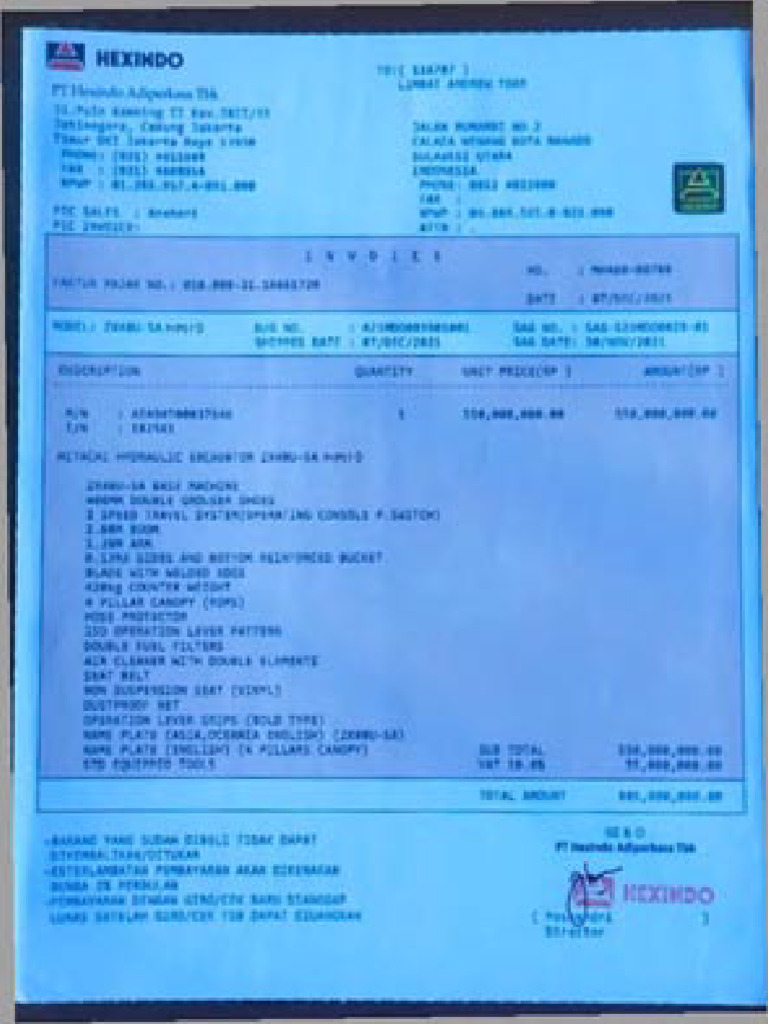 Invoice Excavator Toar | PDF