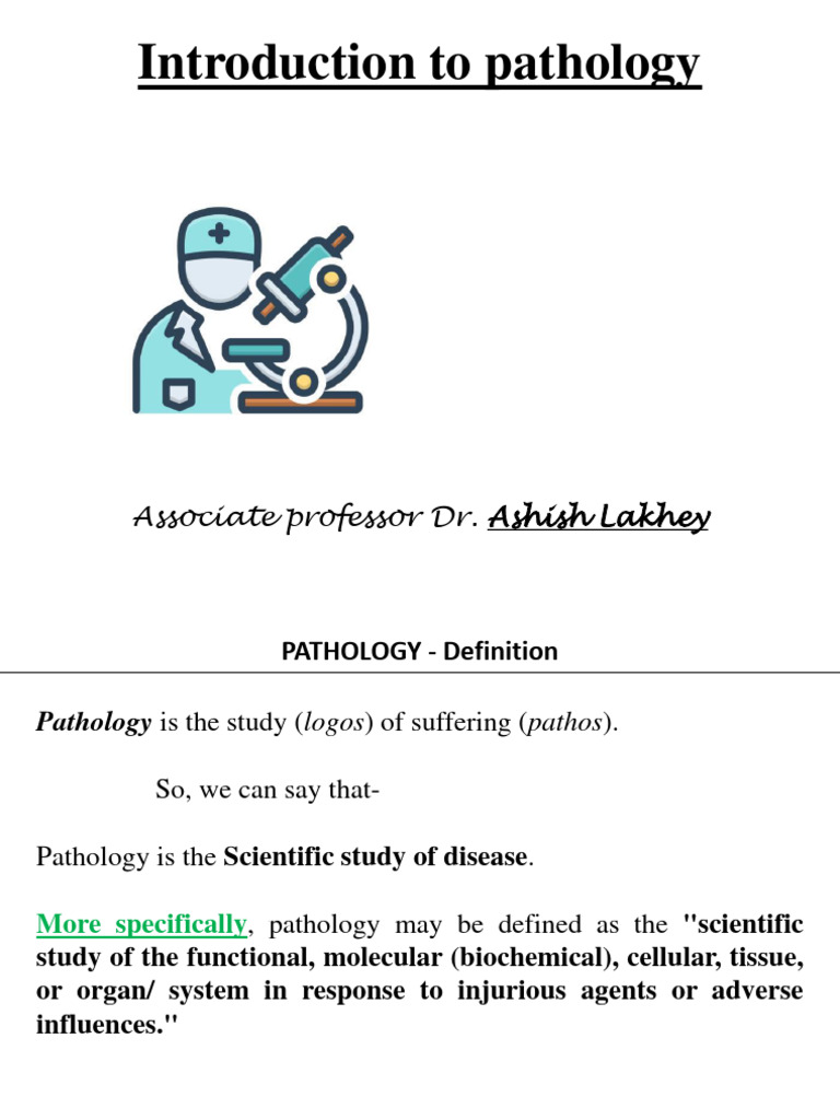 1 - Introduction To Pathology | PDF | Pathology | Biology