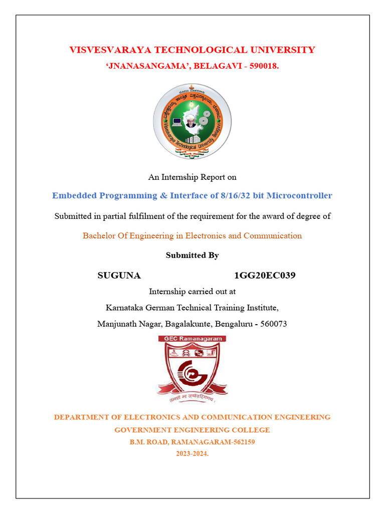 Ammu Internship (1) Merged | PDF | Embedded System | Microcontroller
