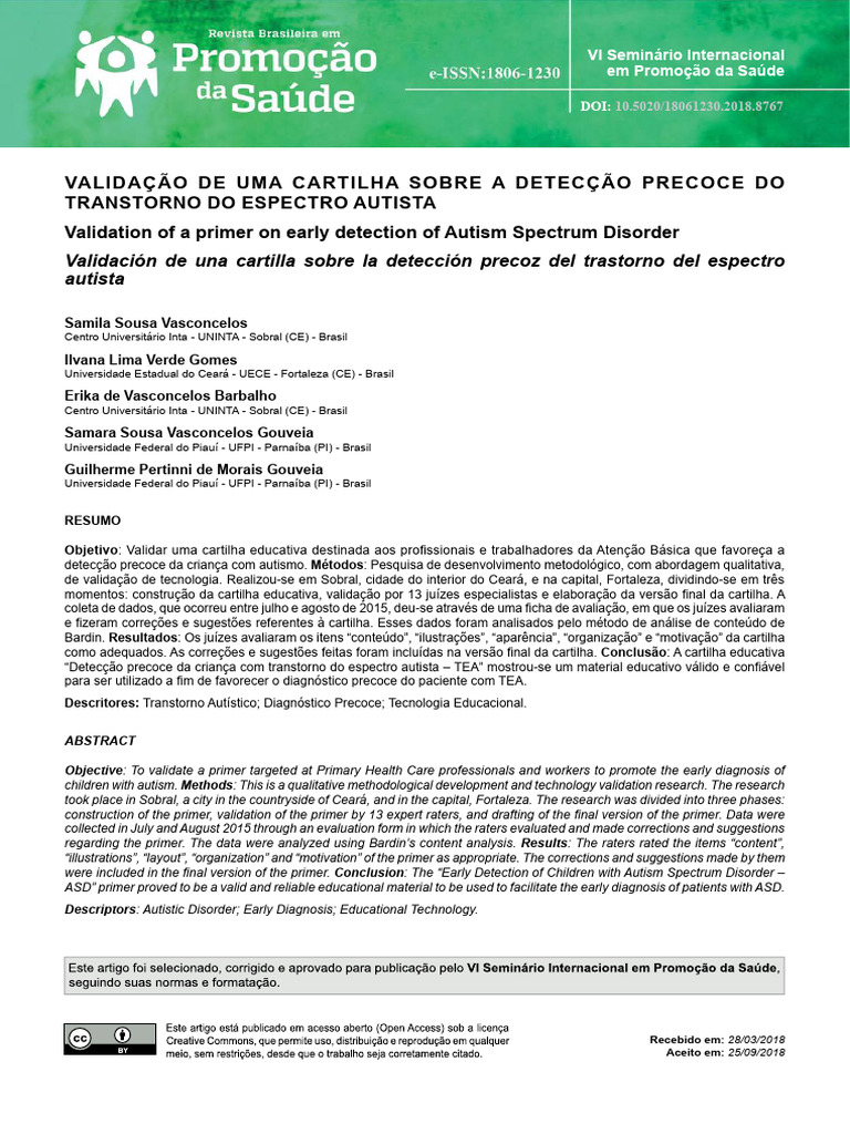 Valida 1 | PDF | Espectro do autismo