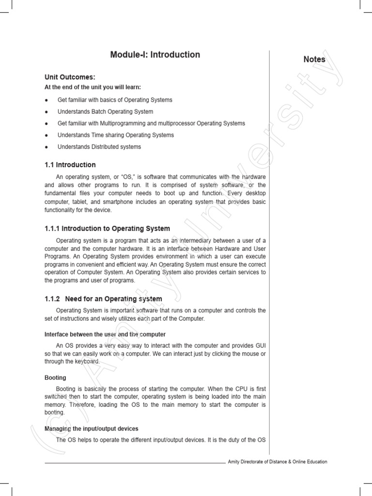 Introduction to Operating Systems Concepts | PDF | Operating System | Process (Computing)