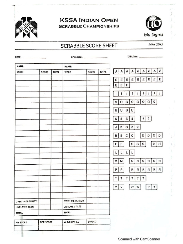Kssa Indian Open Scrabble Championships | PDF