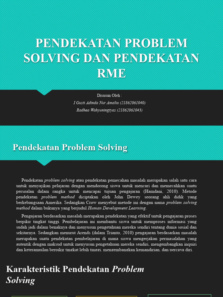 Ppt-Pendekatan Problem Solving Dan Pendekatan Rme | PDF | Sains & Matematika