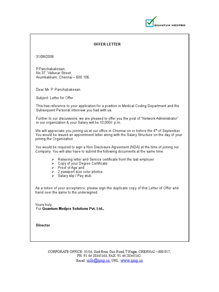 Offer Letter | PDF
