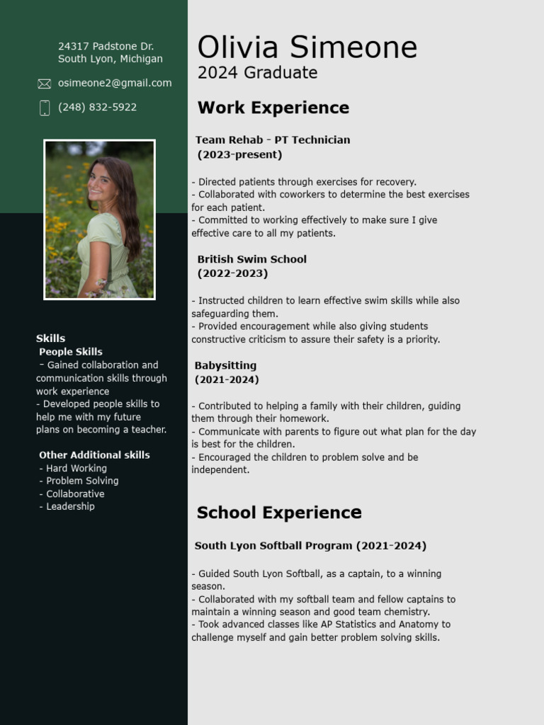 Resume - Olivia Simeone | PDF | Career & Growth