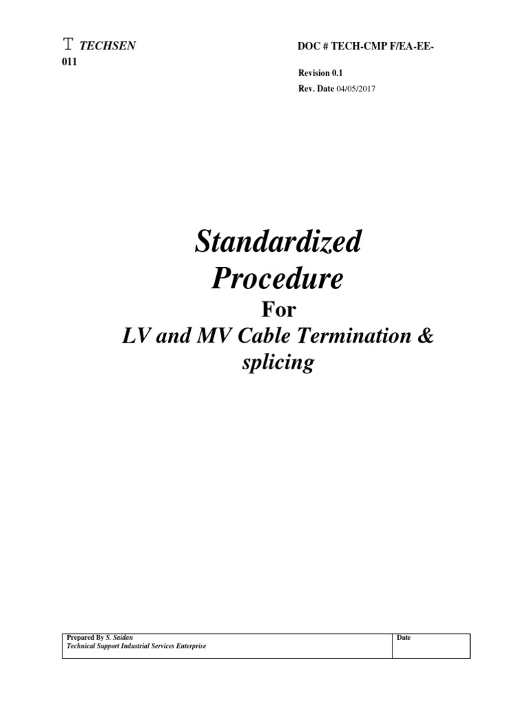 Procedure For Cable Termination& Splicing Rev01 | PDF | Electrical ...