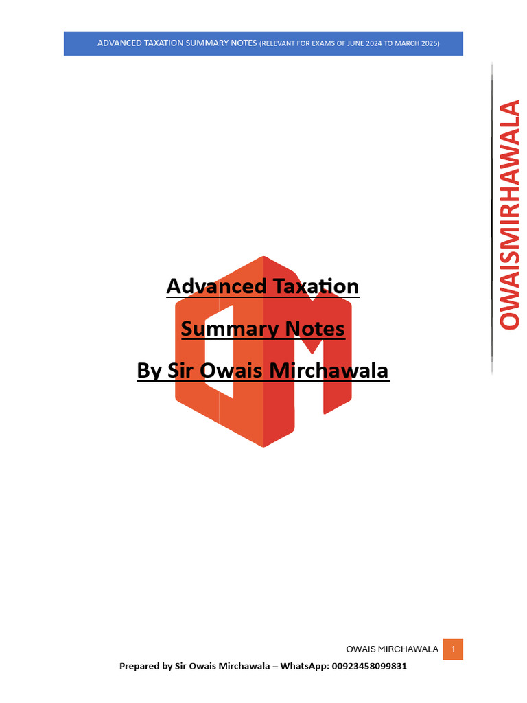 ATX Summary Notes (Relevant For Exams in June 2024 To March 2025) | PDF ...