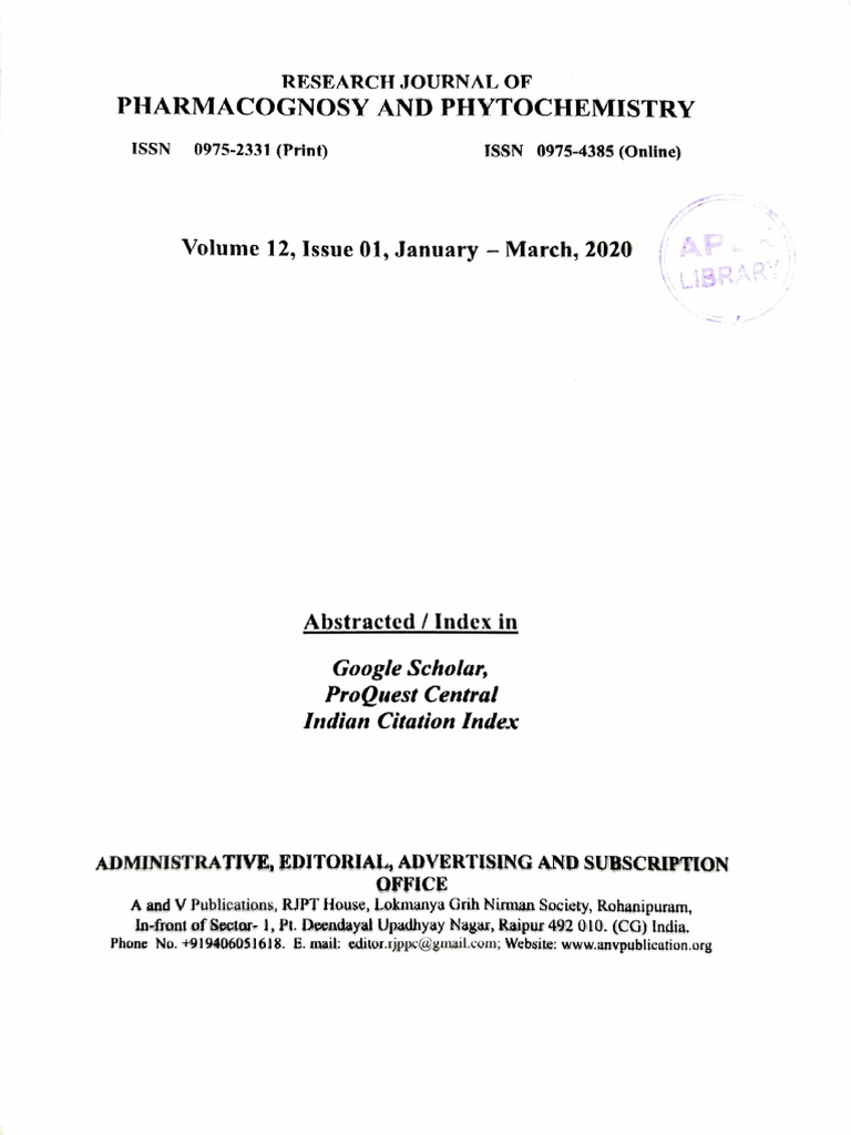 Research Journal of Pharmacognosy and Phytochemistry - Review Article ...