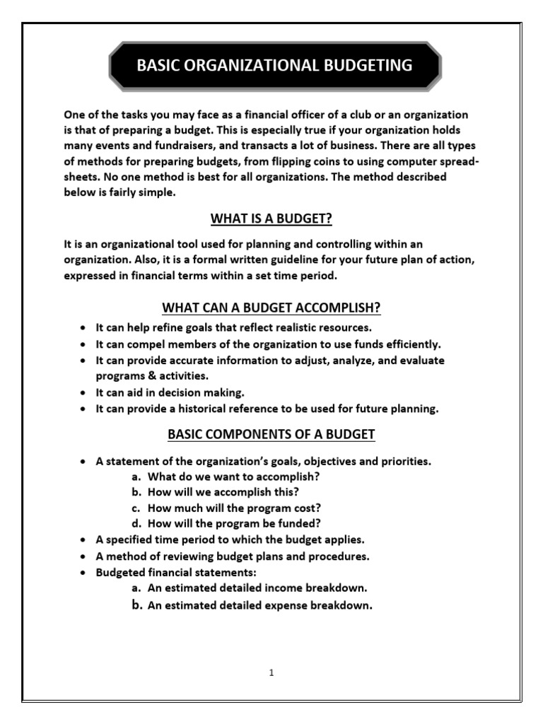 11 Basic Organizational Budgeting | Download Free PDF | Budget | Expense