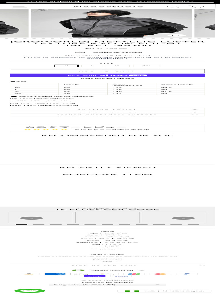 [CROWORLD] Metallic Luster Texture Nylon Flight Jacket Na700 ...