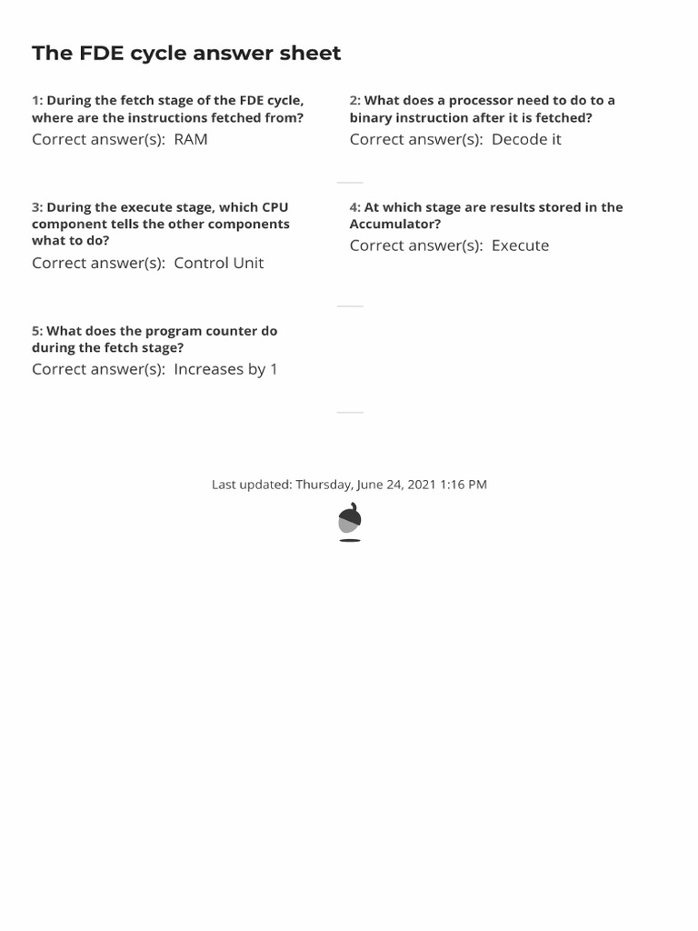 The Fde Cycle 68w3ct Exit Quiz Answers | PDF