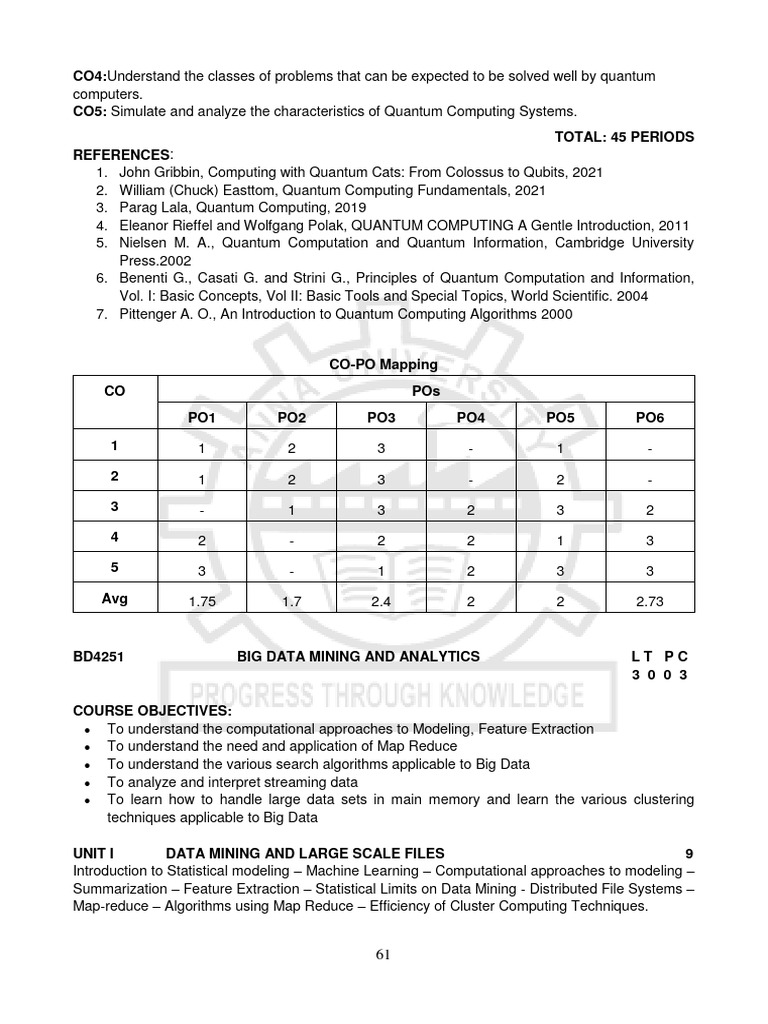 BDA - CSE Syllabus | PDF | Cluster Analysis | Quantum Computing