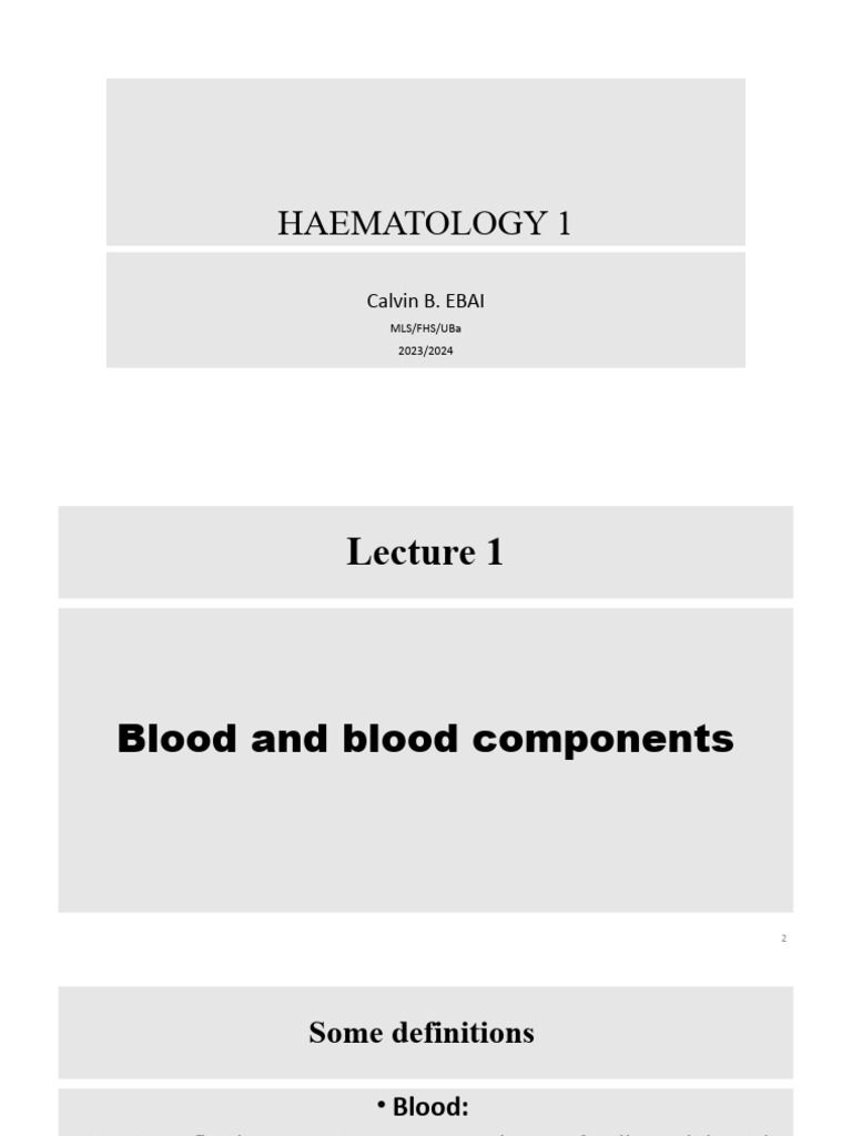 Lecture 1 Blood and Blood Components | Download Free PDF | Blood Plasma ...