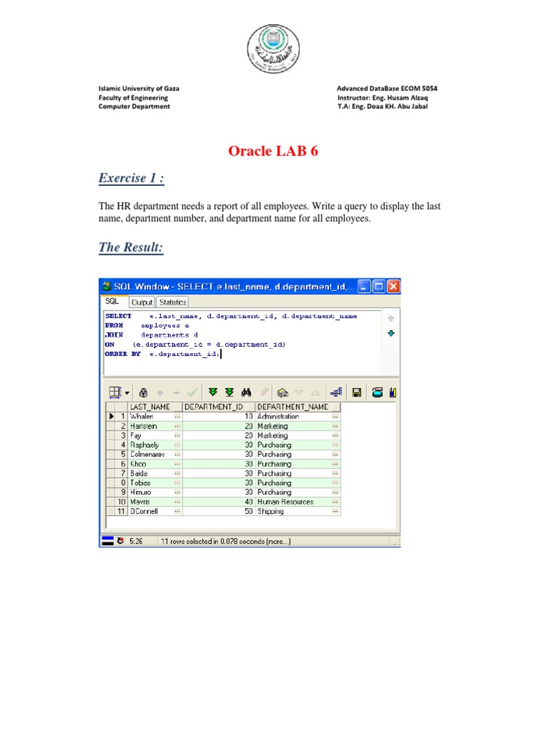 Oracle LAB 6 Solution | PDF | Data Management | Databases
