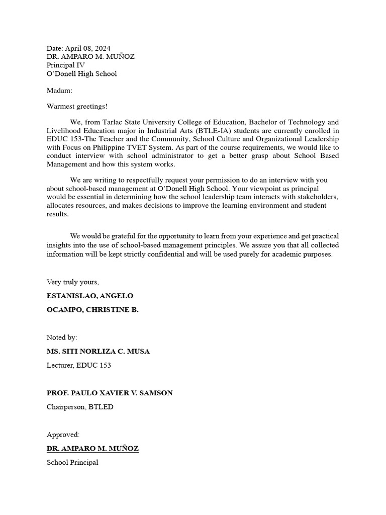 SBM REQUEST LETTER | PDF | Leadership