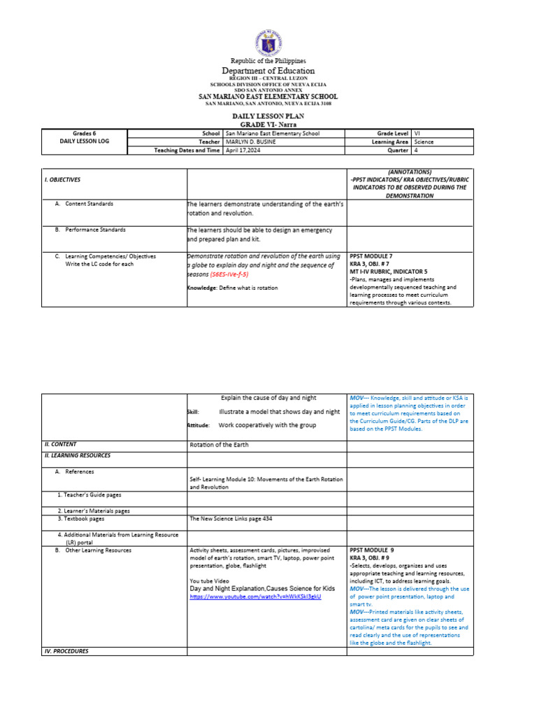 COT IN SCIENCE VI 4TH QUARTER | PDF | Educational Assessment | Curriculum