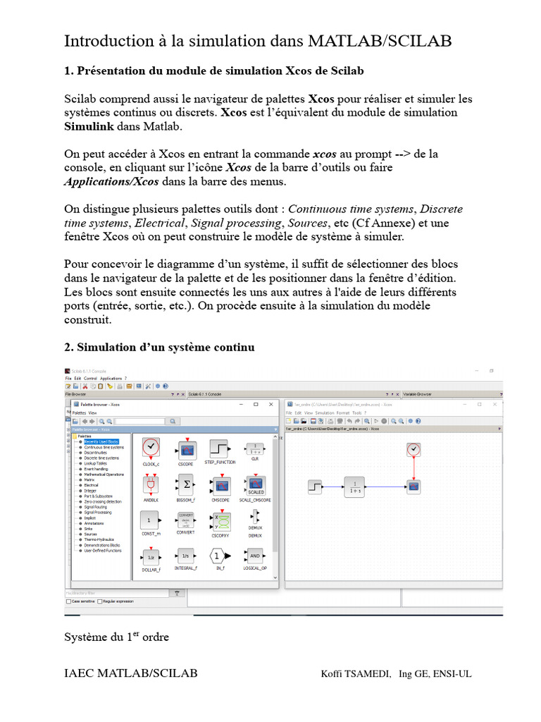 Simulation MATLAB/SCILAB avec Xcos | PDF | Équations | Électricité