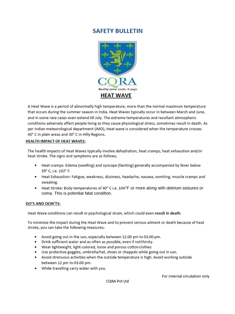 HSE Alert Heat Wave | Download Free PDF | Hyperthermia | Heat Wave
