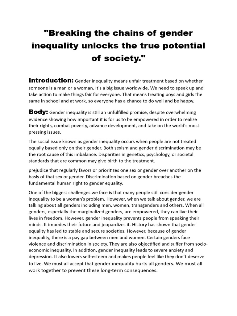 Breaking The Chains of Gender Inequality Unlocks The True Potential of ...