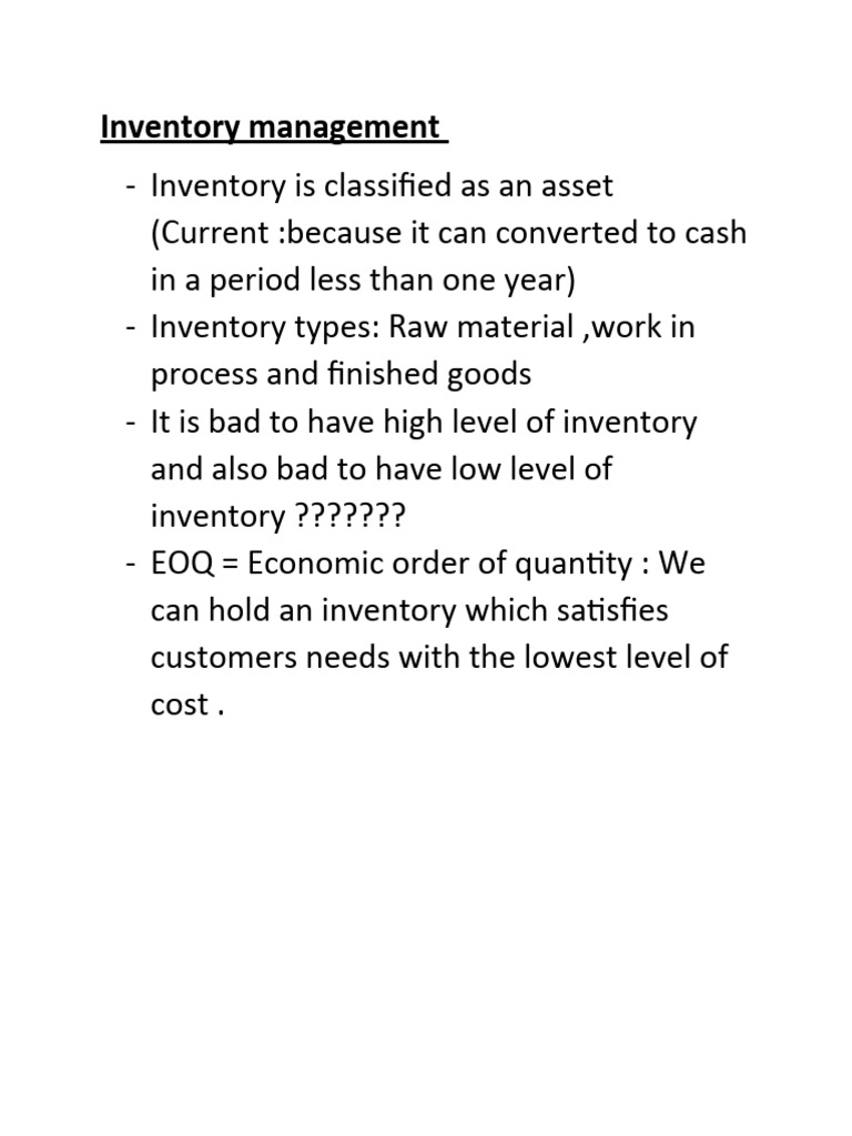 Inventory Management Worksheet | PDF