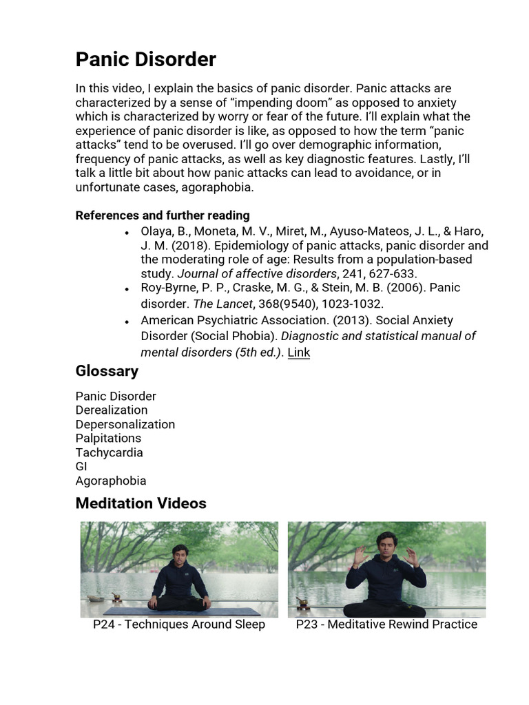 A05 - Panic Disorder - Description | PDF