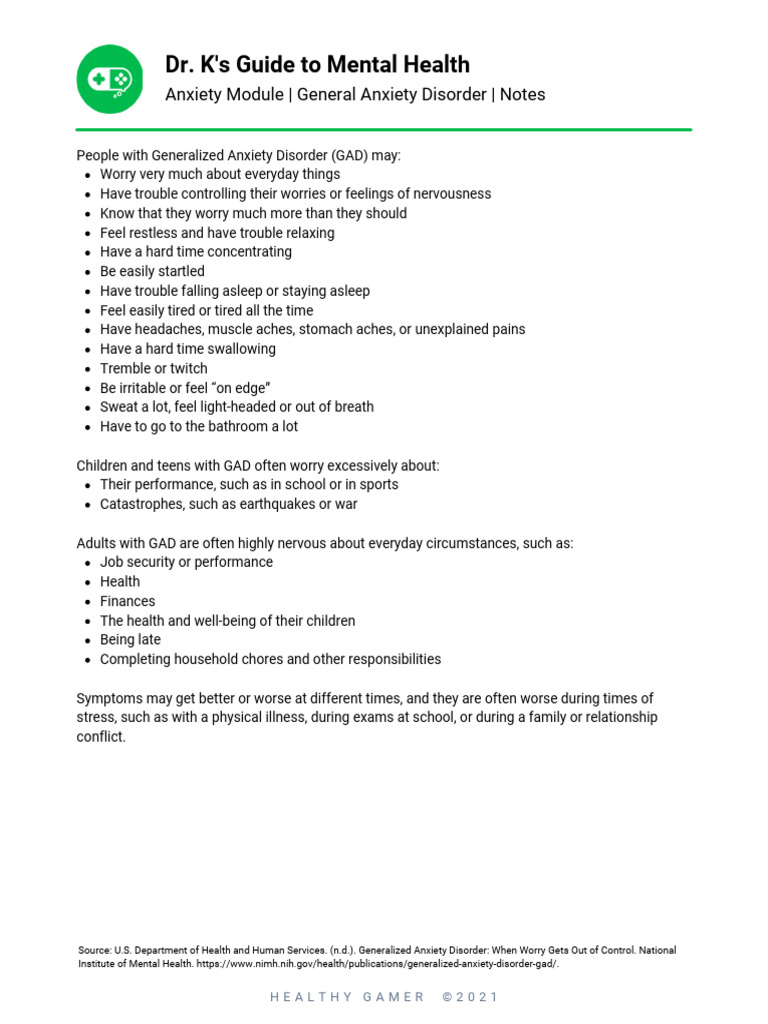 Understanding Generalized Anxiety Disorder | PDF