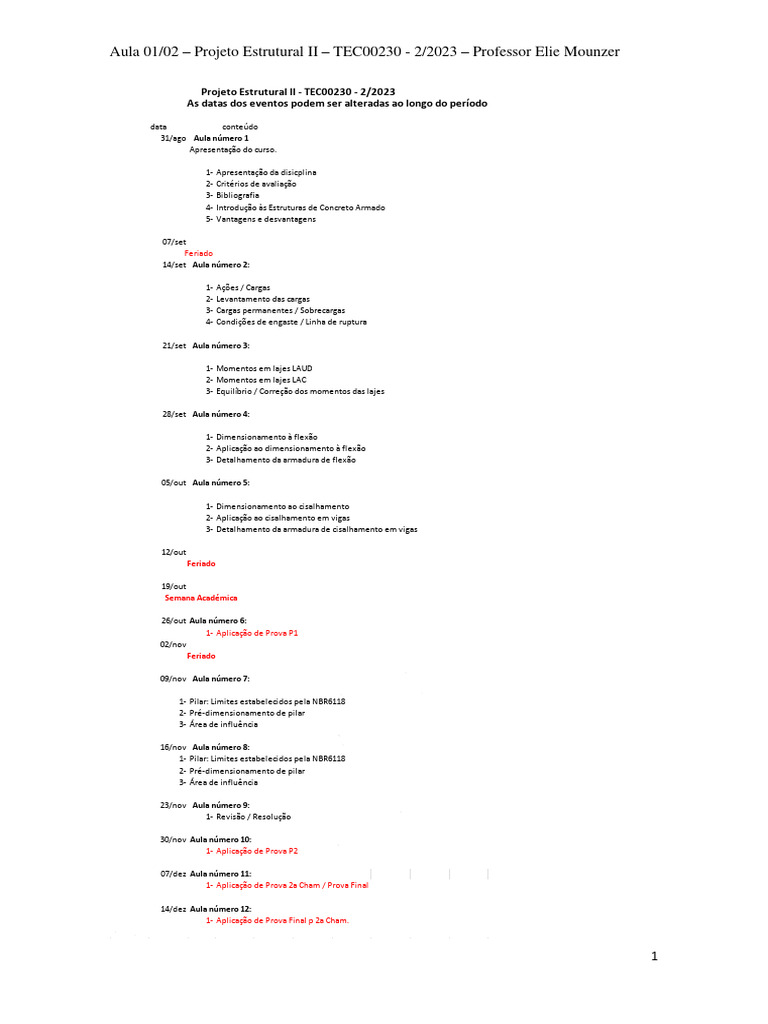 Aula 01 02 - PEII - 2 2023 | PDF | Concreto | Cimento