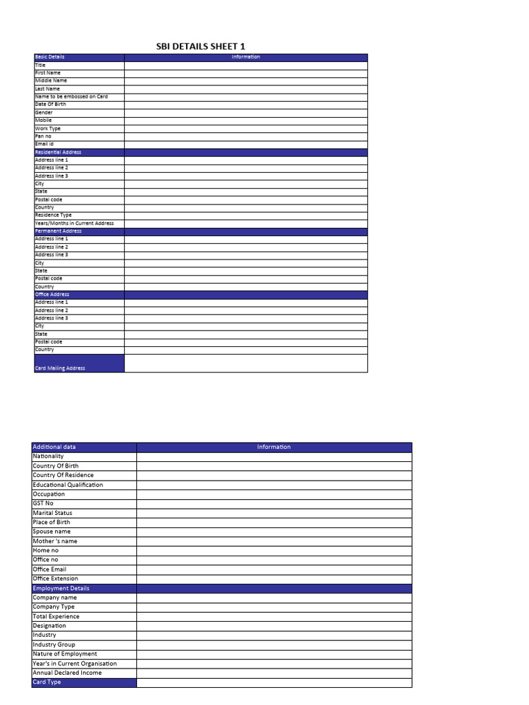 SBI - Details Sheet | PDF | Finance & Money Management