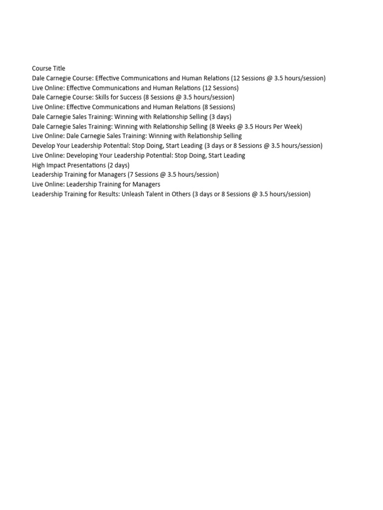 Dale Carnegie Course Effective Communications and Human Relations | PDF ...