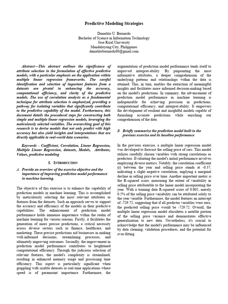 WW-M1 Bernardo | PDF | Mean Squared Error | Coefficient Of Determination