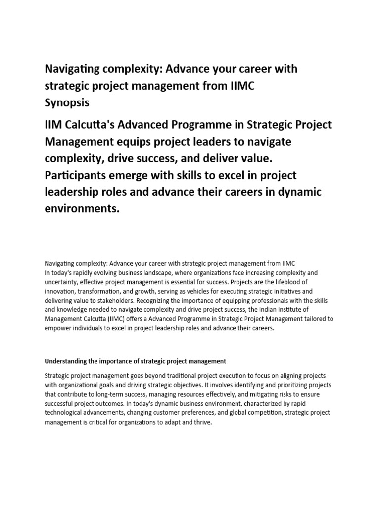 Navigating Complexity | PDF | Project Management | Leadership Navigating Complexity | PDF | Project Management | Leadership