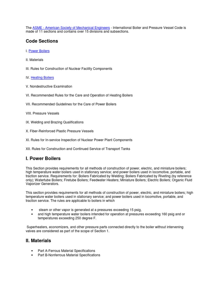 Asme Code Sections | PDF