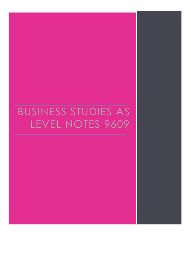 A-Level Business Studies Notes 9609 | PDF | Business | Partnership