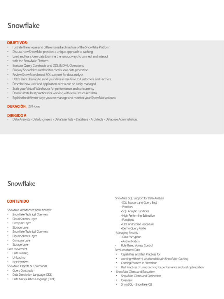 Temario Snowflake | Download Free PDF | Databases | Sql