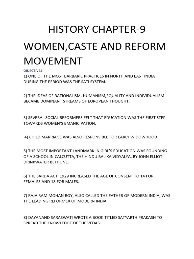 HISTORY CHAPTER 9 OBJECTIVES | PDF