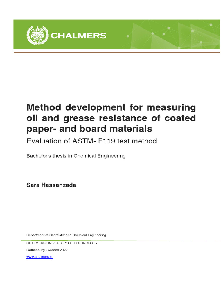 Oil and Grease Resistance Testing Method | PDF | Saturated Fat | Diet ...