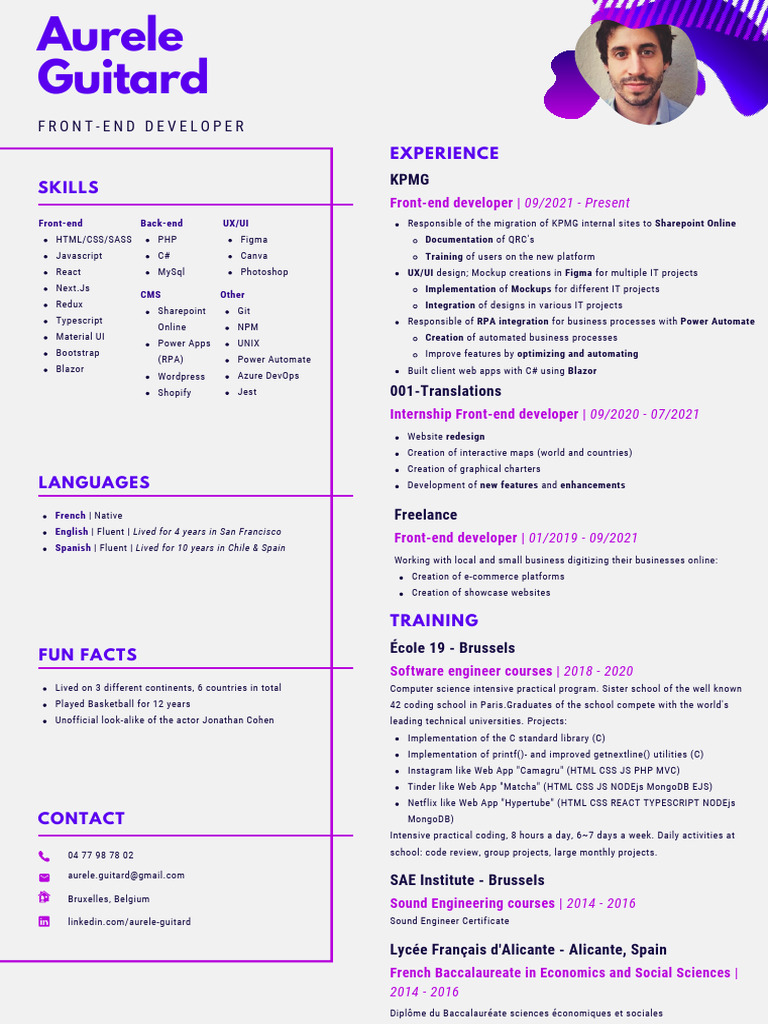 Aurele Guitard FRONT END CV | PDF | World Wide Web | Internet & Web