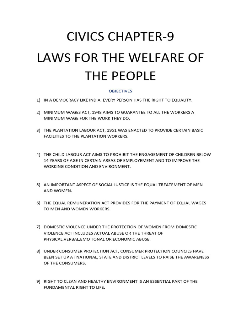 Civics Chapter 9 Objectives | PDF | Social Ethics | Justice