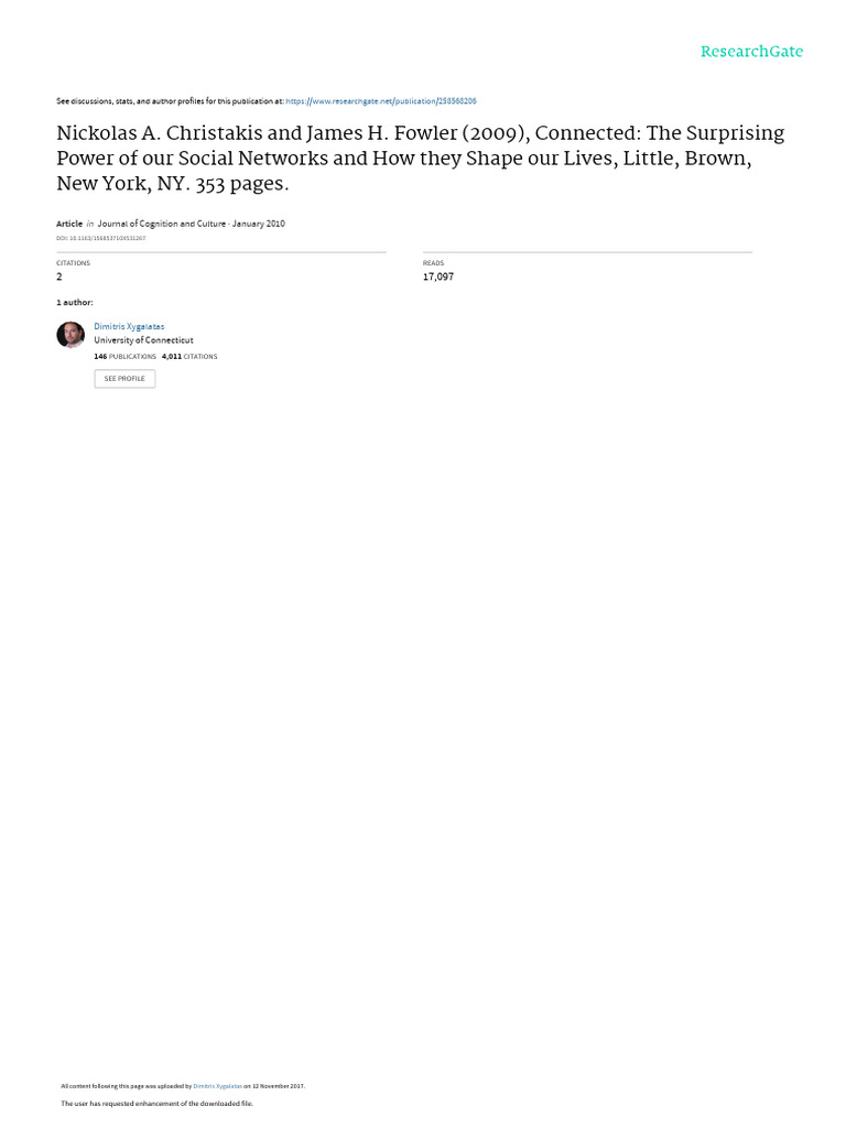 Nickolas A Christakis and James H Fowler 2009 Conn | PDF | Social ...