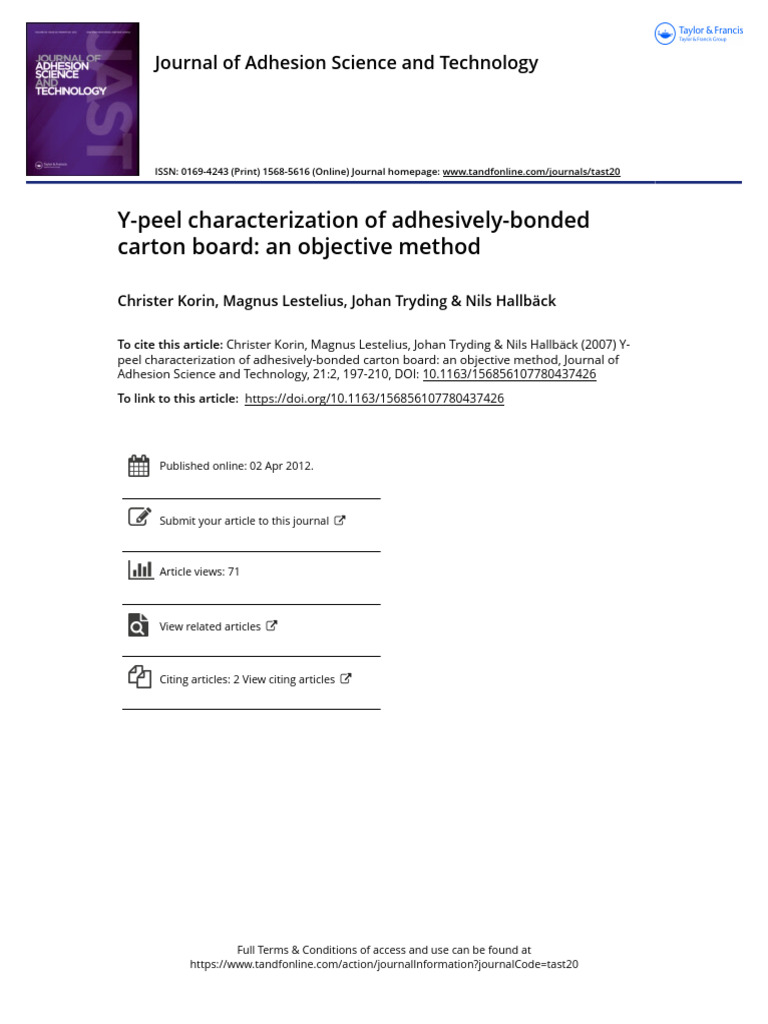 Y-Peel Test for Adhesive Joints | PDF | Fracture Mechanics | Adhesive