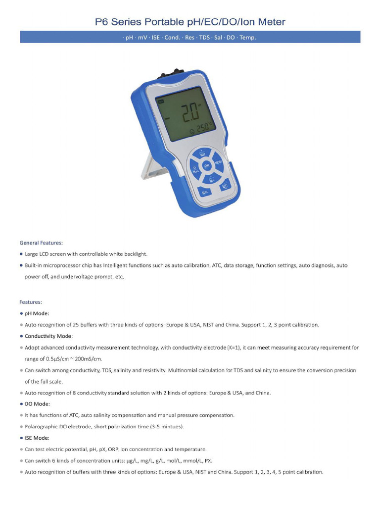 P6xx Economy Handheld PH-EC Meters | PDF