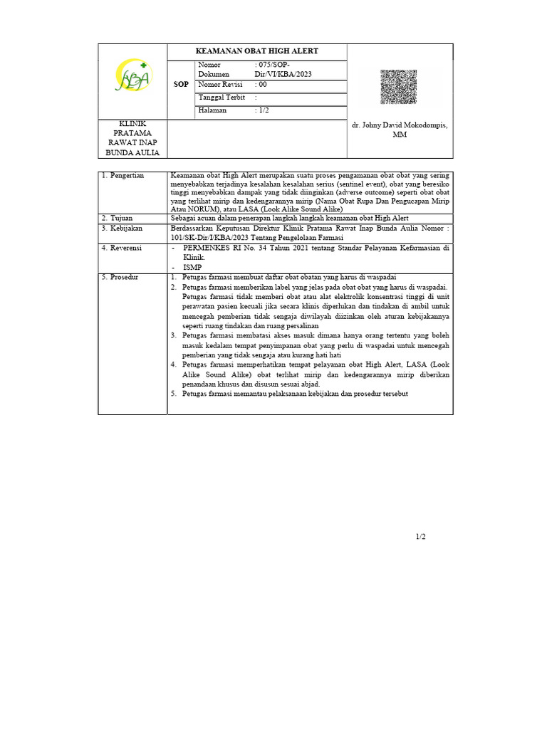 Keamanan Obat High Alert | PDF | Pengembangan Diri | Kesehatan Holistik