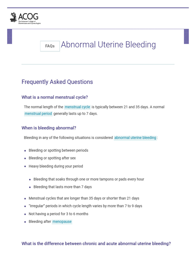 Abnormal Uterine Bleeding - ACOG | PDF | Menstrual Cycle | Uterus