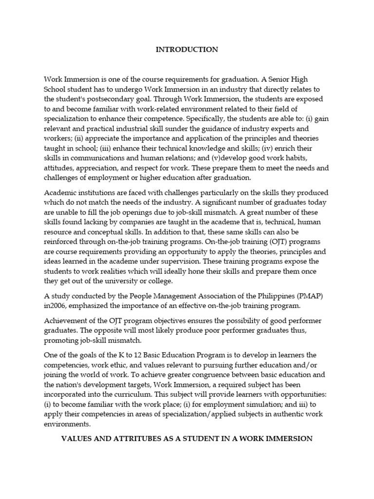 Work Immersion | PDF | Learning | Environmental Resource Management