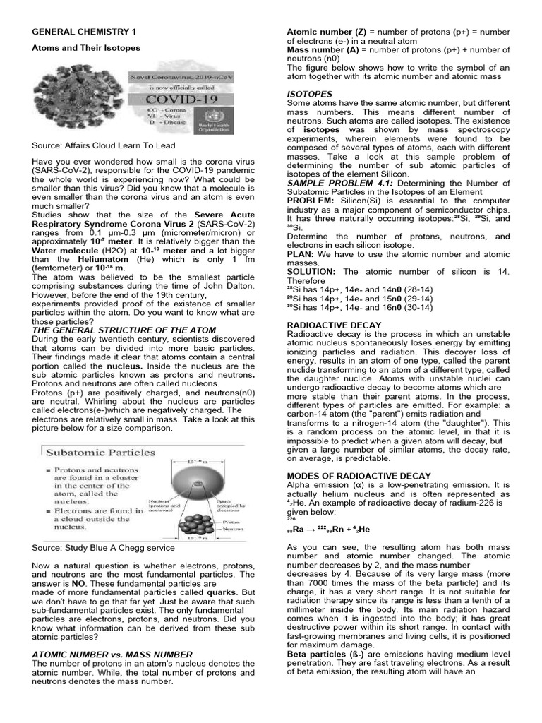 Gen Chem 1 - Chemical Formulas and Structural Formulas and Models of ...