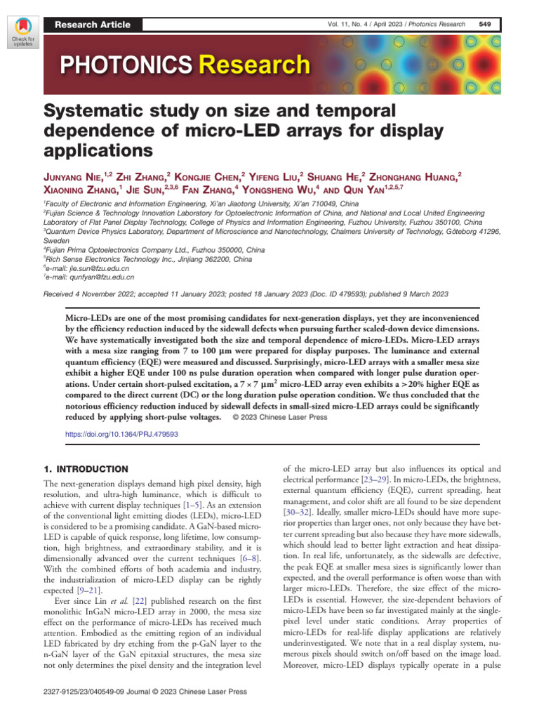 Micro-LED Array Performance Study | PDF | Light Emitting Diode ...