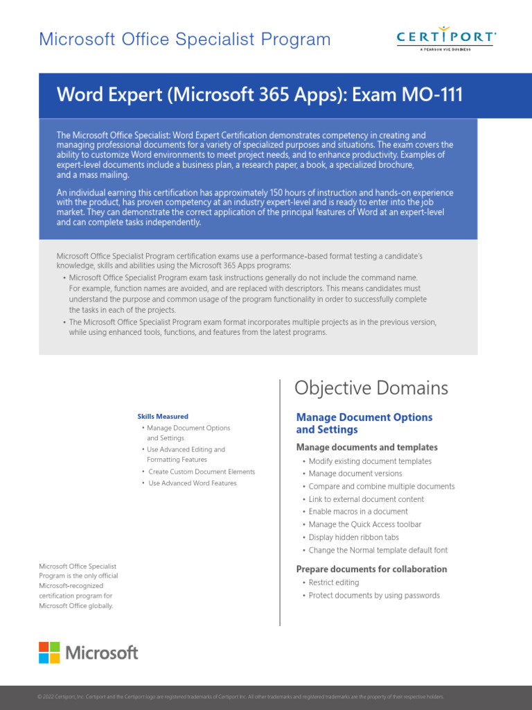 MOS 365 Word Expert OD 2022 | PDF | Microsoft Office | Software