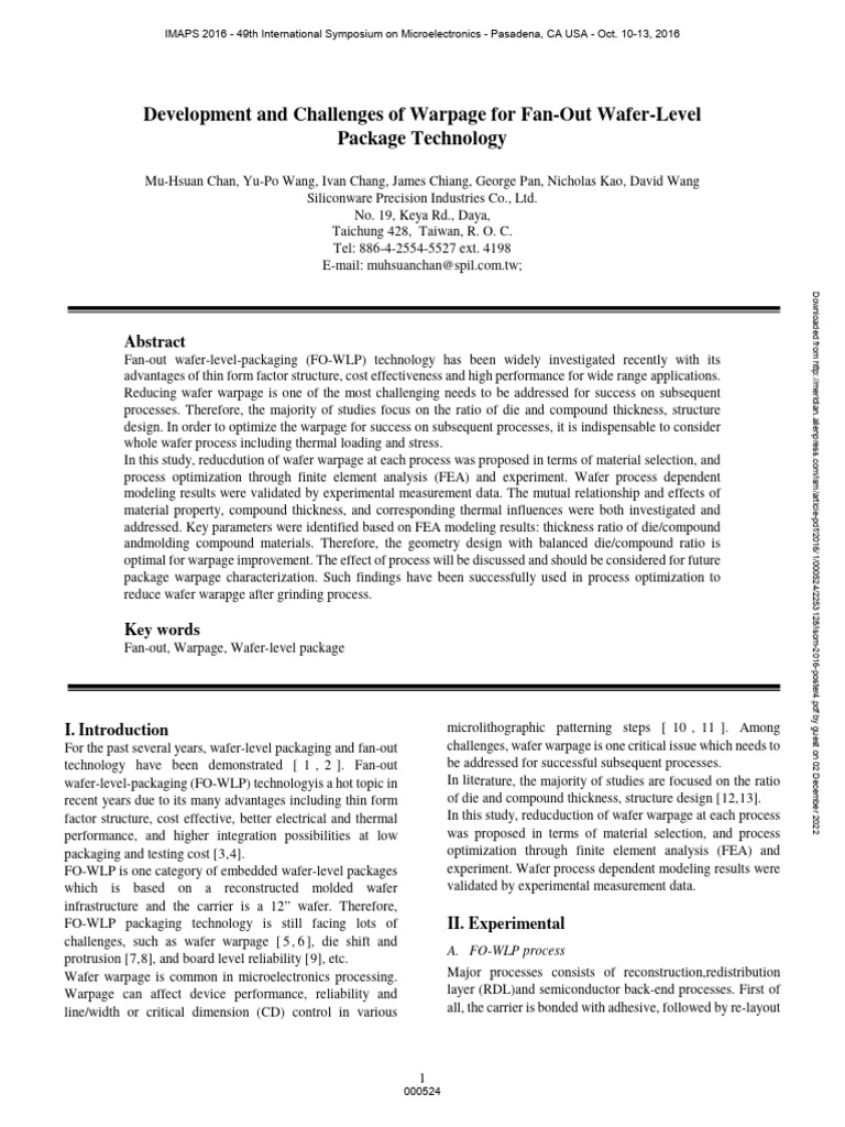 Development and Challenges of Warpage For Fan Out Wafer Level Package Technology | PDF | Wafer ...